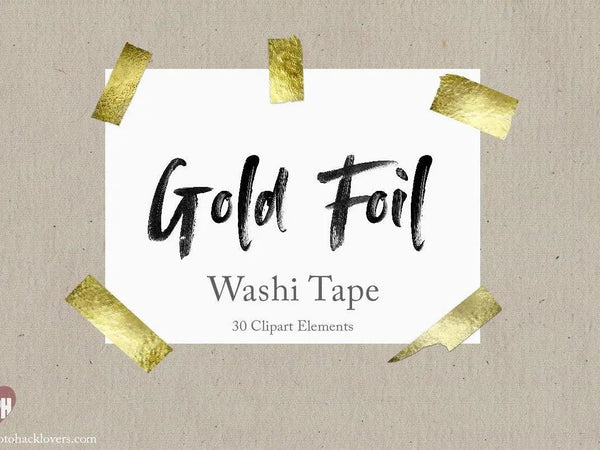 30 Gold Foil Washi Tape Clipart Designs for DIY Projects