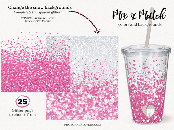 60 Pink Glitter Tumbler Overlays