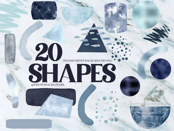 Baby blue Watercolor Clipart Shapes