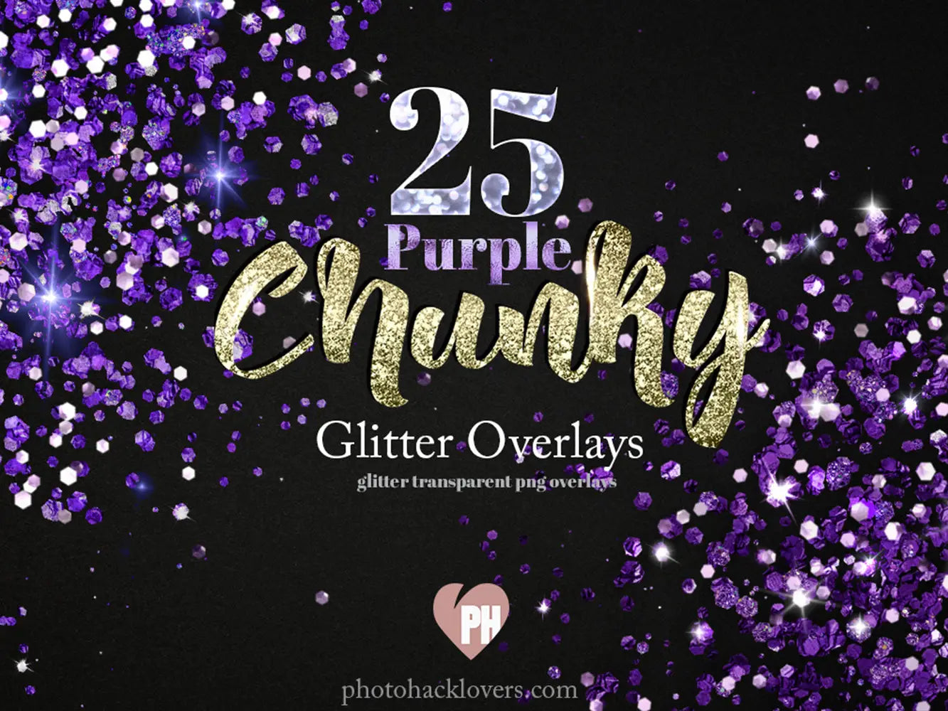 25 Chunky Purple Glitter-Glitter png- purple Glitter overlays