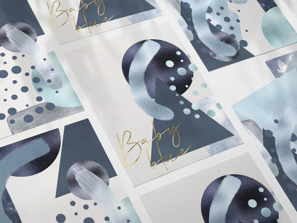 Baby blue Watercolor Clipart Shapes