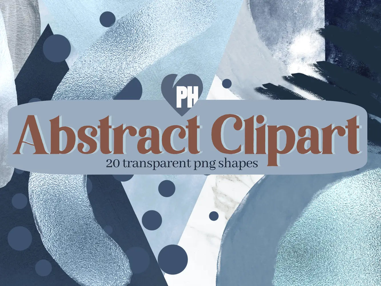 Baby blue Watercolor Clipart Shapes