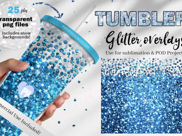 Blue glitter Tumbler Overlays