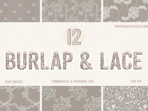 Burlap and Lace Digital Paper