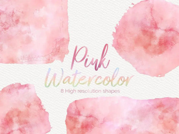 Pink Watercolor Clipart Shapes
