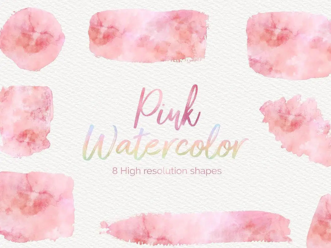 Pink Watercolor Clipart Shapes