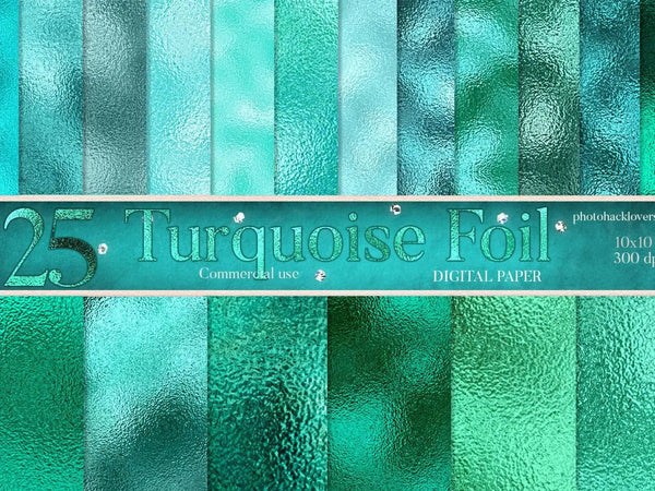 Turquoise Foil Digital Paper