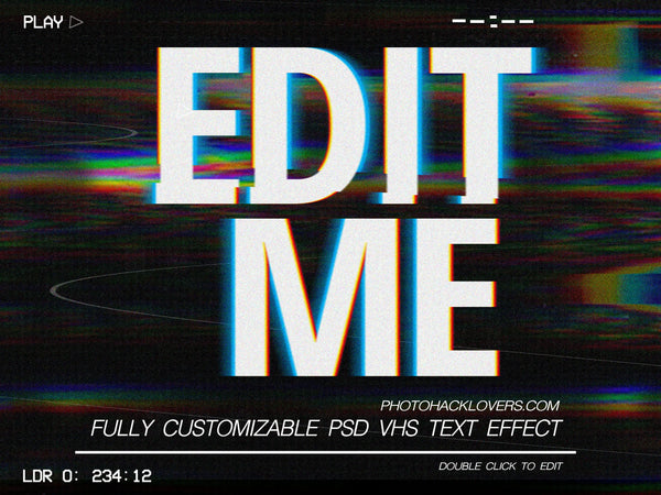VHS PSD Text Effect