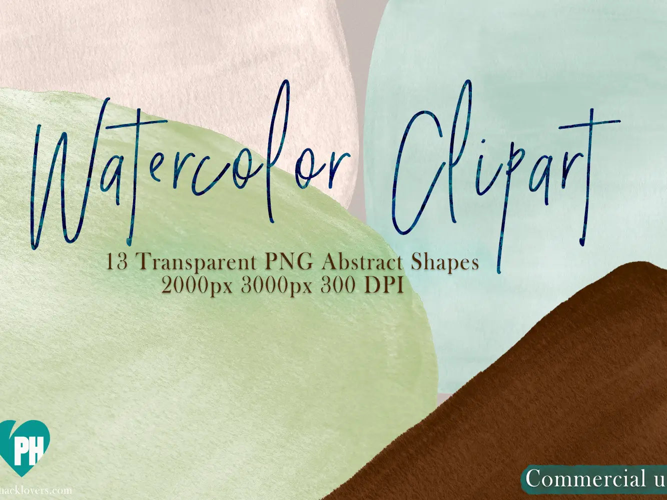 Watercolor abstract shapes clipart vol 03